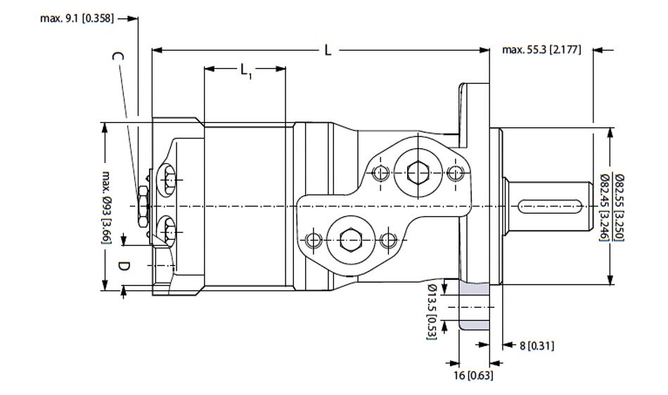 Danfoss OMP SAEA 2Bolt 6T Spline Shaft 1/2 inch BSP Ports. Hydraulic ...
