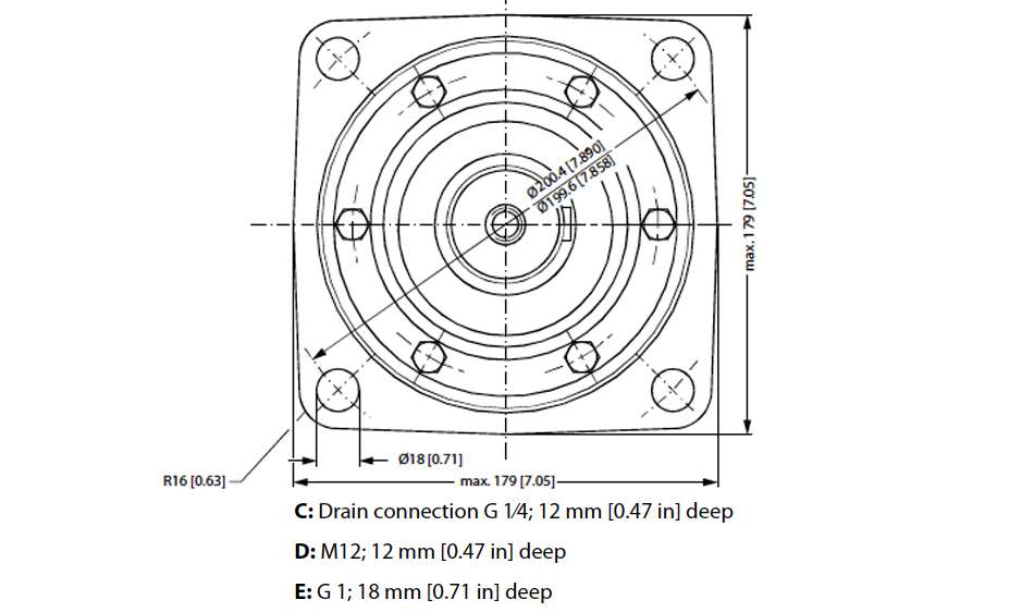 Danfoss OMV SAEC 4Bolt 50mm Key Shaft 1inch BSP Ports. Hydraulic ...