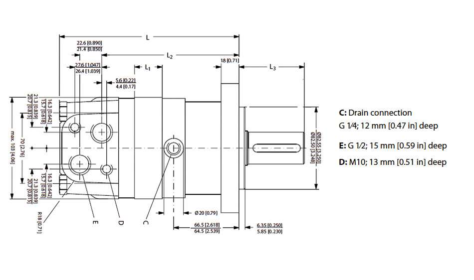 Danfoss OMS SAEC 4Bolt 14T Spline 0.5 inch BSP. Hydraulic Equipment ...